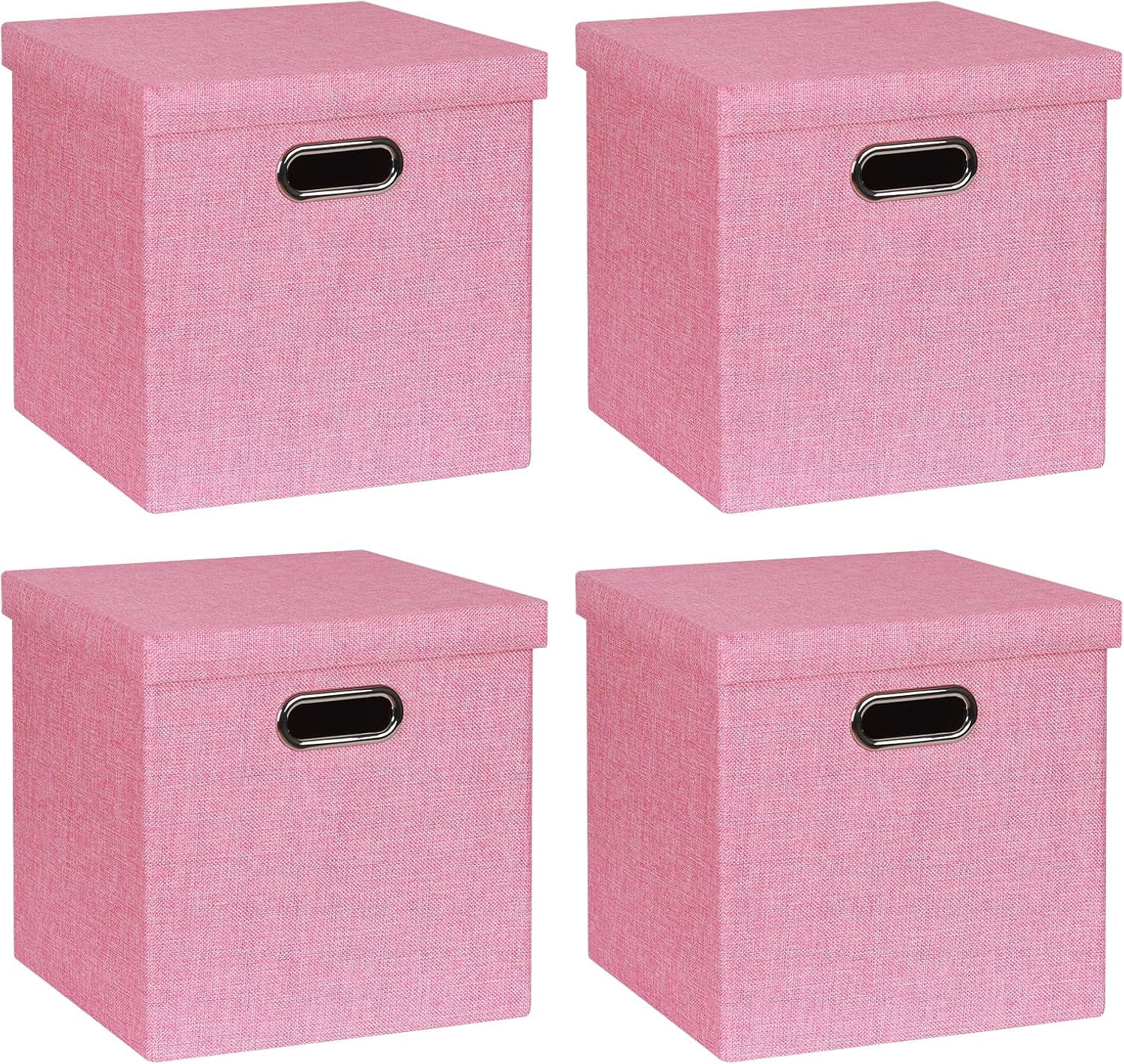 Storage Bins with Lids, Collapsible Linen Fabric Boxes Organizer ...