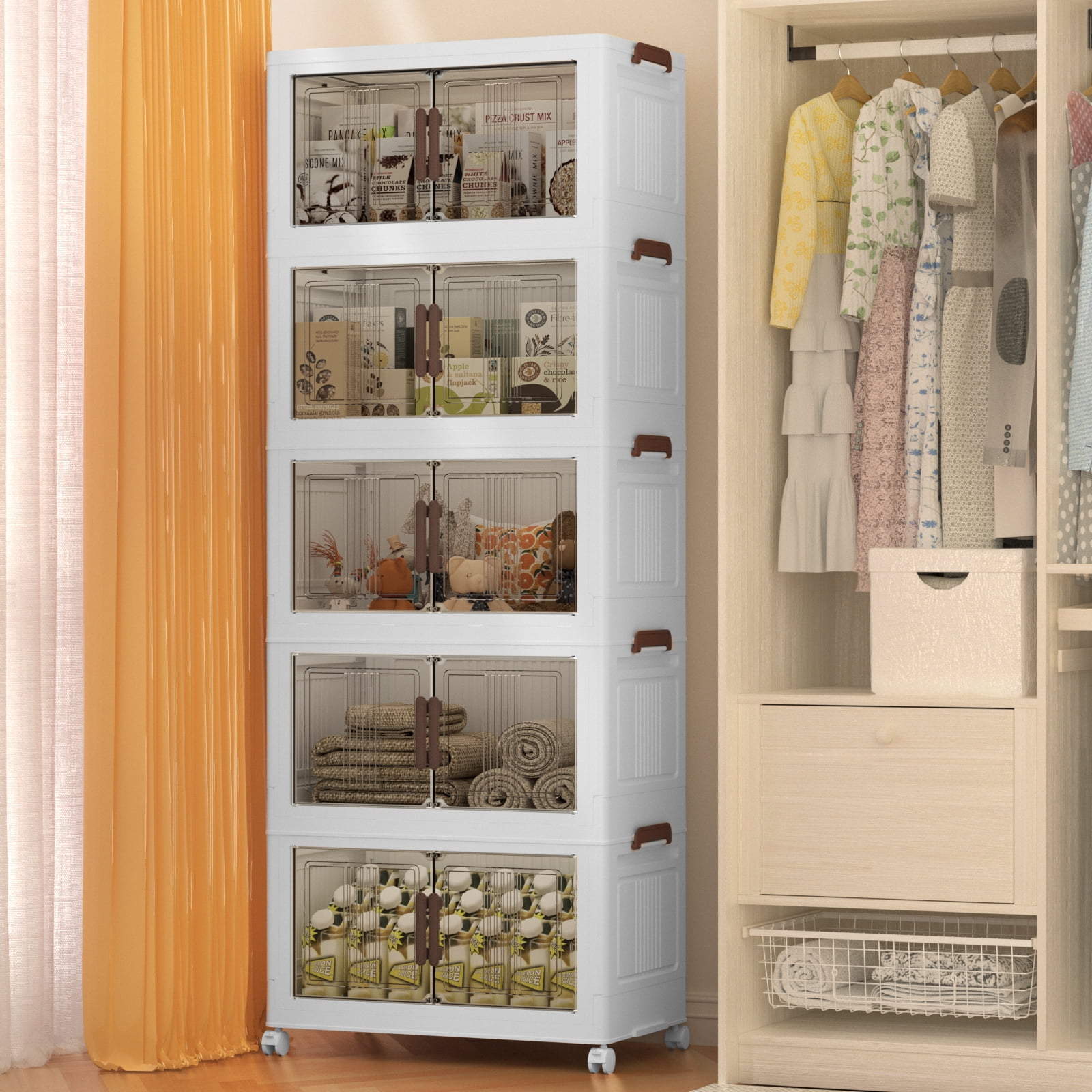 Storage Bins with Lids - Collapsible Storage Bins,5 Packs Plastic ...