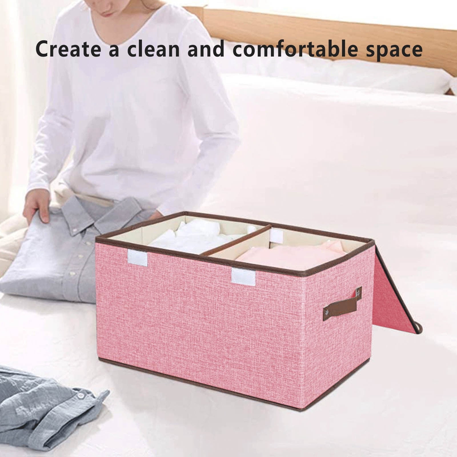 Storage Bins with Lids, Hwkond Storage Box Fabric Foldable Storage Box ...