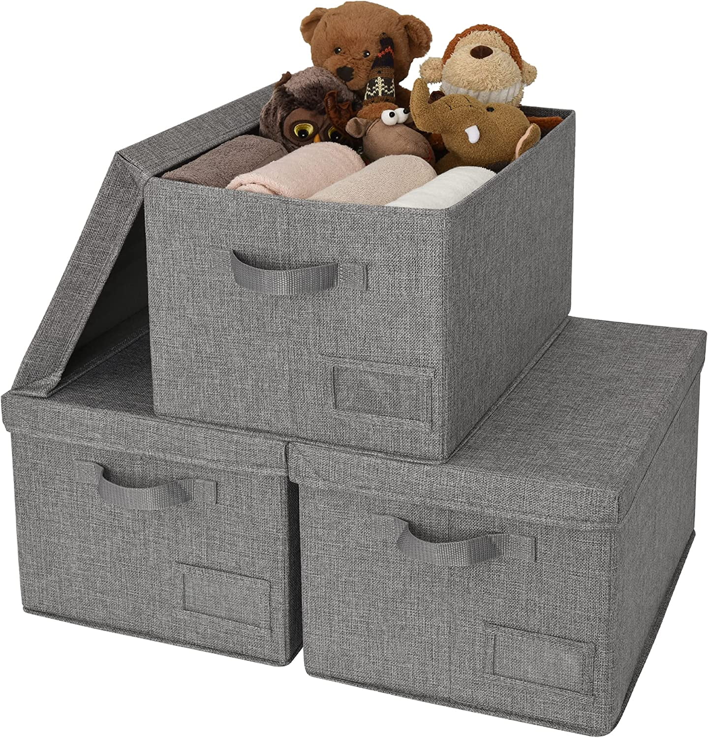 Storage Bins with Lids, Linen Closet Organizers and Storage Baskets for ...