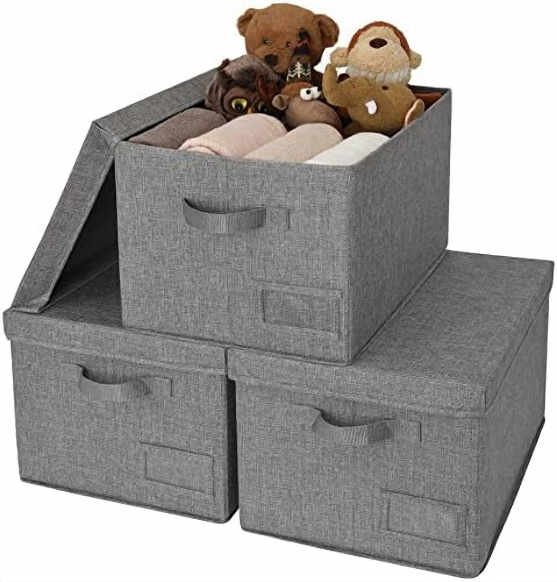 Storage Bins with Lids, Linen Closet Organizers and Storage Baskets for ...