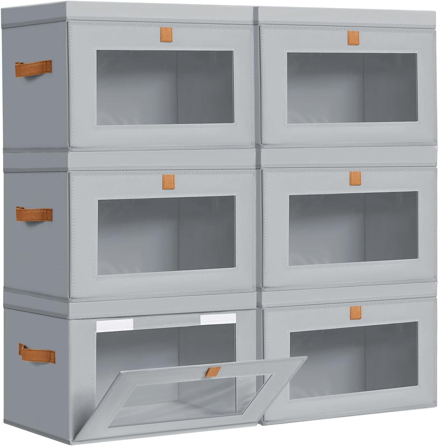 Storage Bins with Lids - Pack Large Fabric Closet Organizer with Window ...