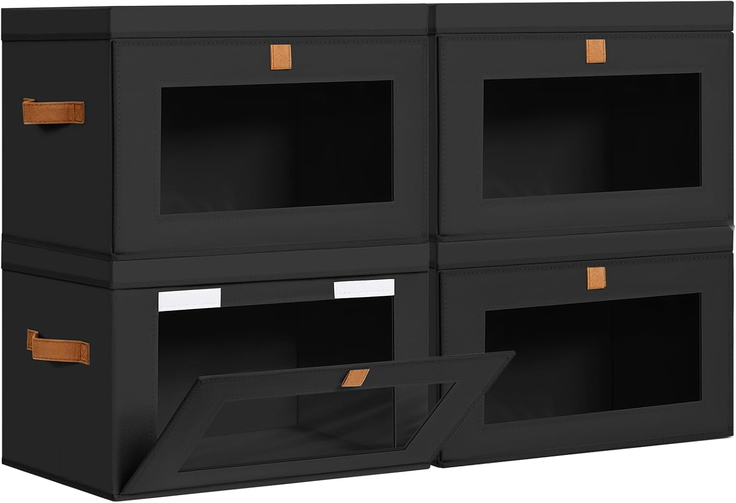 Storage Bins with Lids - Pack Large Fabric Closet Organizer with Window ...