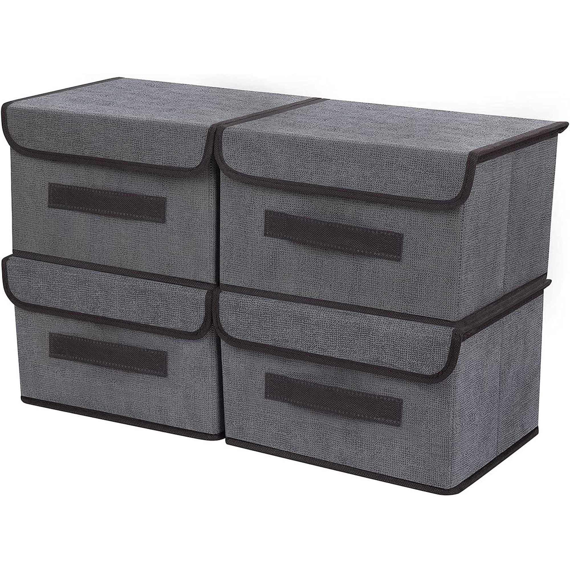 Storage Bins with Lids Set of 4, TRIANU Foldable Storage Boxes with ...