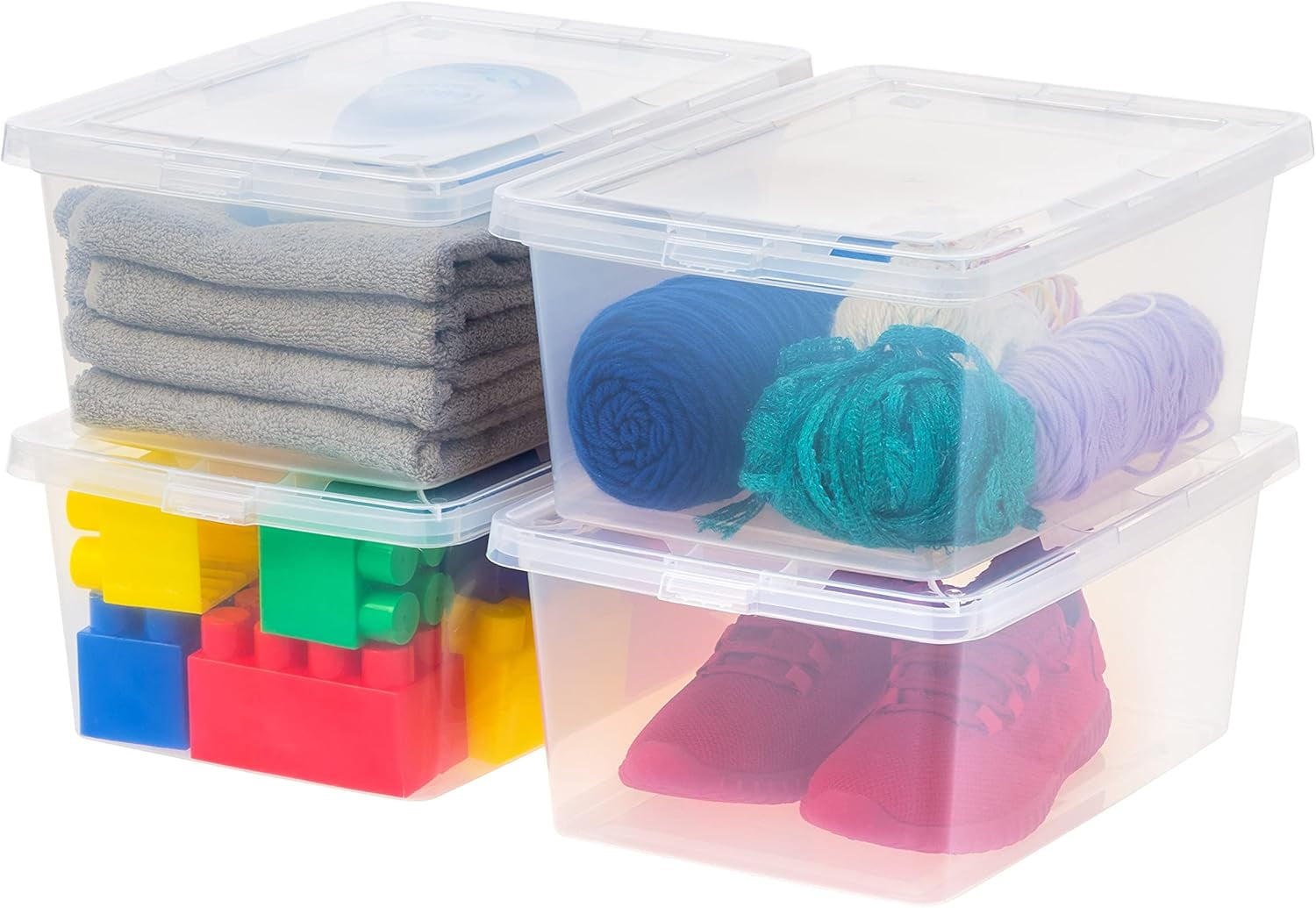 Storage Bins with Lids Shoe Boxes Clear Stackable Containers Organize ...