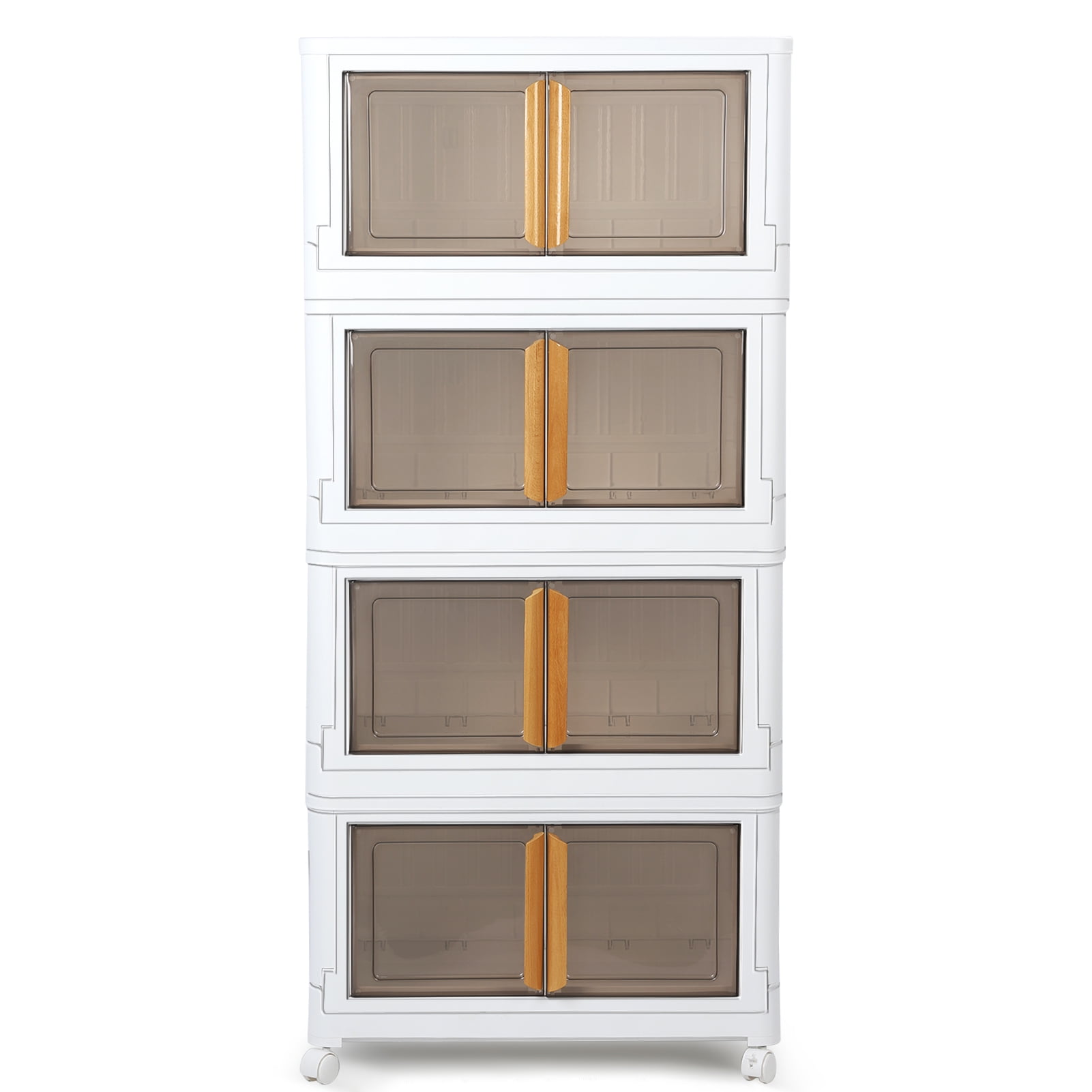 Storage Bins with Lids, Storage Organizer Bin with Casters, 4-Layer ...