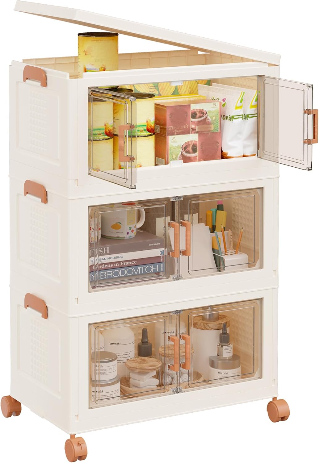 Storage Bins with Lids and Wheels Packs Stackable Bins,Plastic ...