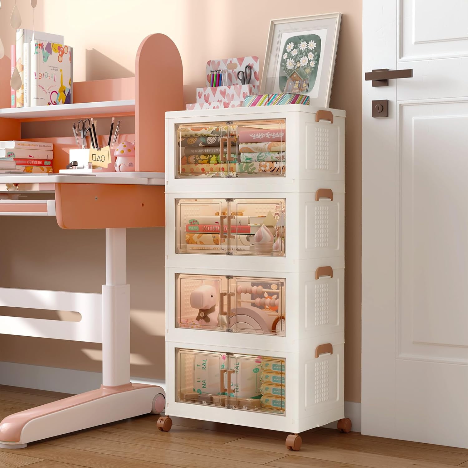 Storage Bins with Lids and Wheels Packs Stackable Bins,Plastic ...