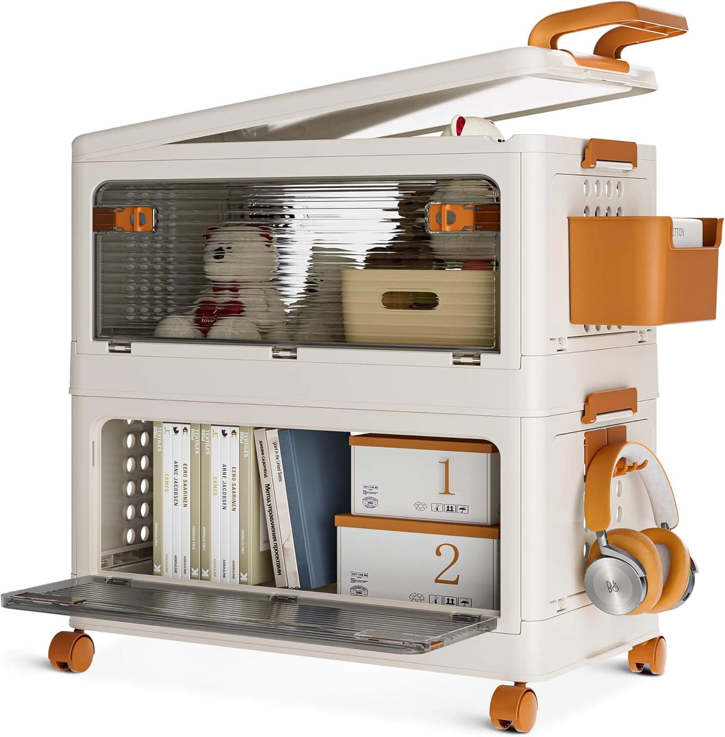 Storage Bins with Lips Stackable Storage Bins with Wall Mounted Box, Wheels, Hooks, 112 QT-Pack ...