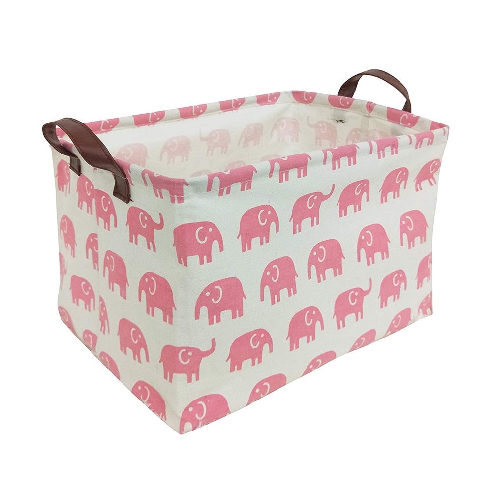 Storage Bins Pink for Baby, Kids or Pets - 15"L x 10"W x 9"H Fabric ...