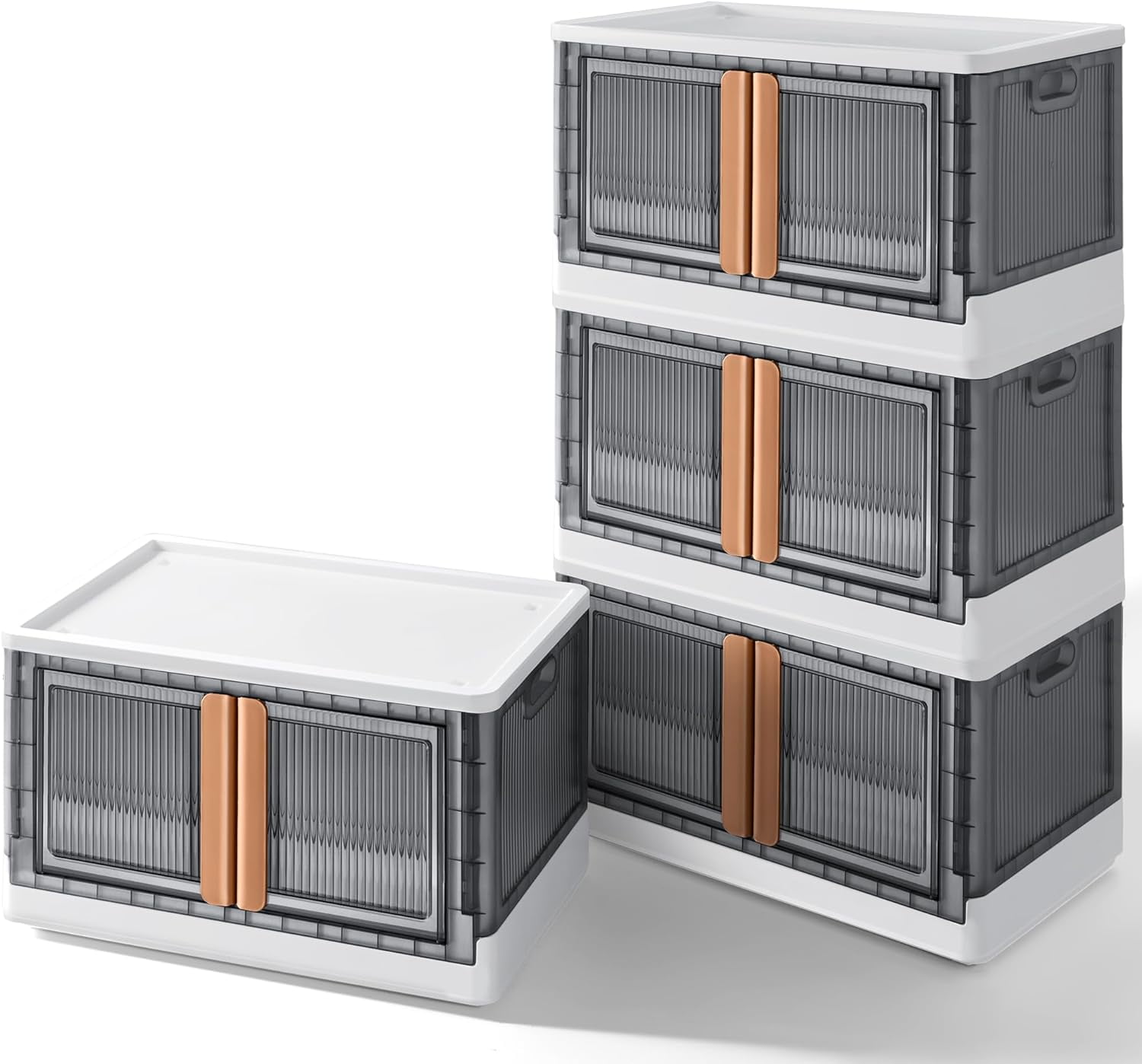 Storage Bins Plastic Collapsible Closet Organizer Bathroom Stackable ...