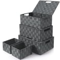 Storage Bins With Lids Woven Box Organizer Containers Decorative ...