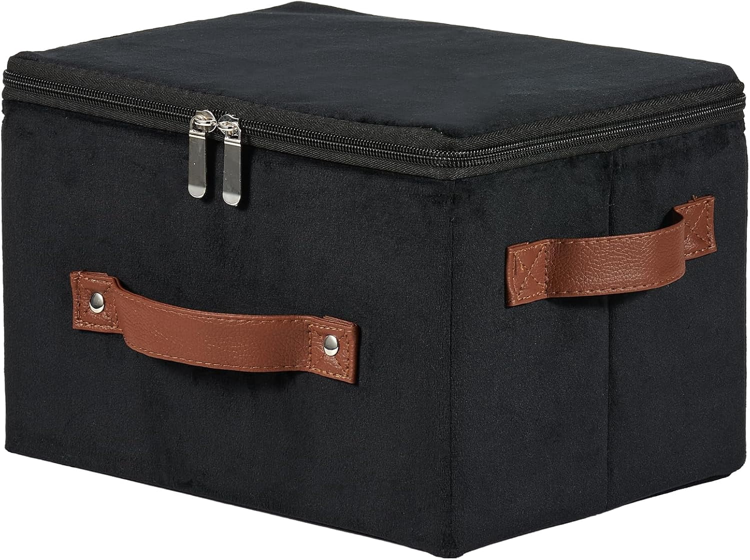 Storage Bins with Zipper Lid Velvet Fabric Storage Boxes Lidded Baskets ...