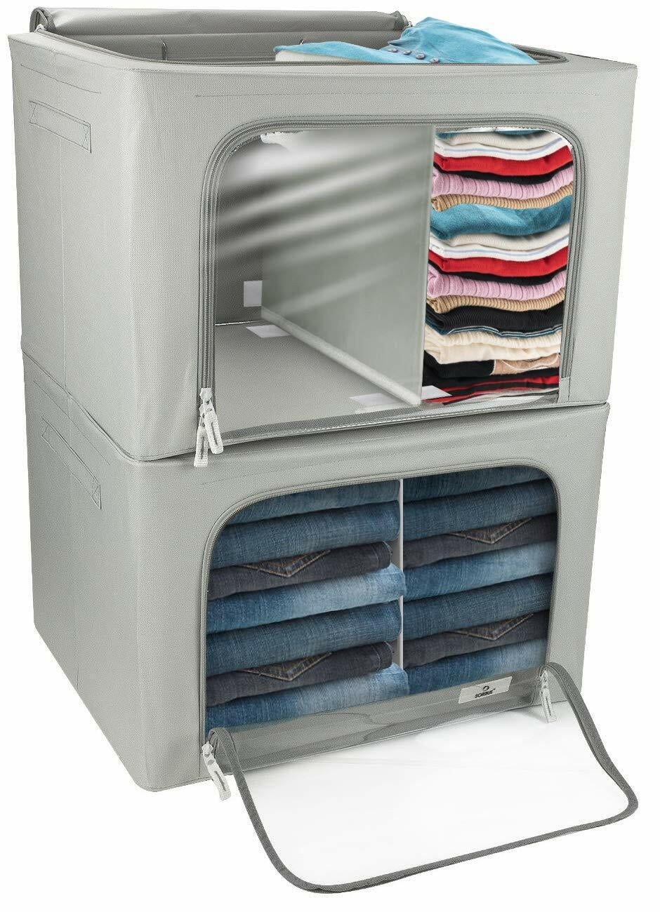 Storage Bins w/ Divided Interior, Bedroom Closet Organization for ...