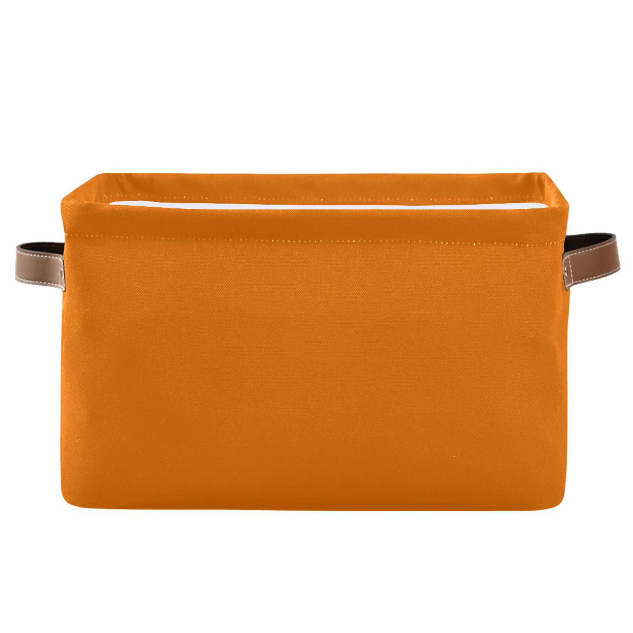 Storage Bins with Handle Fabric Organizer Basket Foldable Box 1 Pack Orange 14.2x10.2x8.3 ...