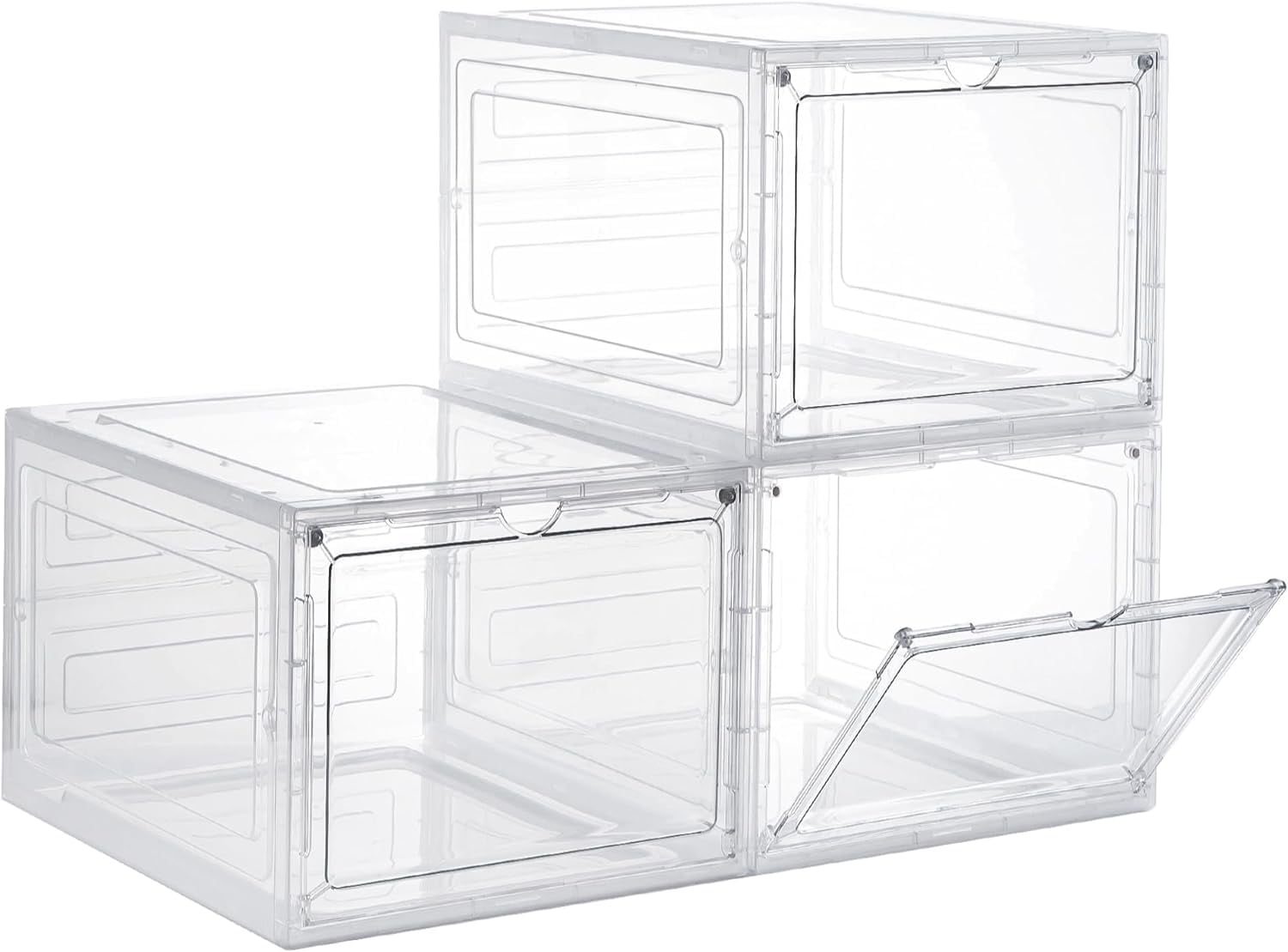 Storage Bins with Lids, 3 Pack Plastic Storage Containers with Magnetic ...