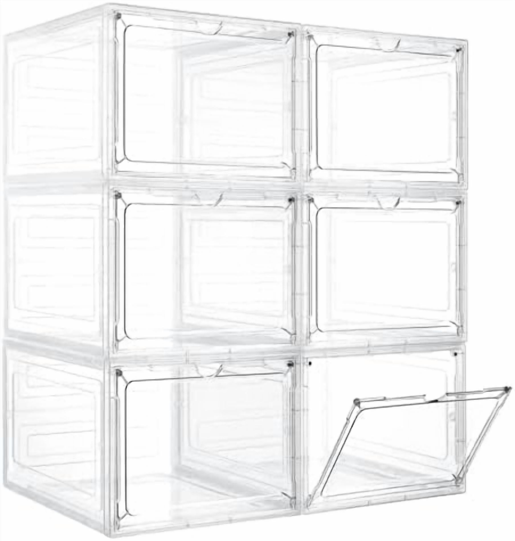 Storage Bins with Lids, 6 Pack Clear Plastic Storage Containers with ...