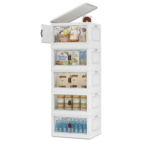 Storage Bins with Lids, 78 Qt - 5 Pack Stackable Bins with Wheels ...