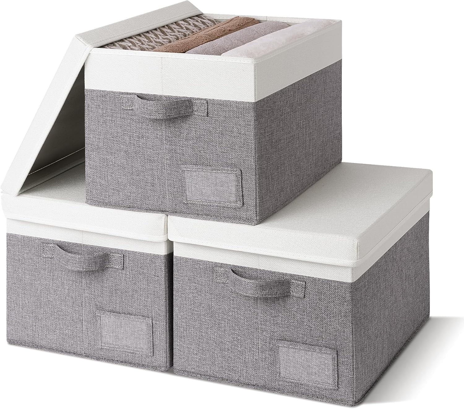 Storage Bins with Lids, Linen Closet Storage Boxes, Collapsibe Storage ...