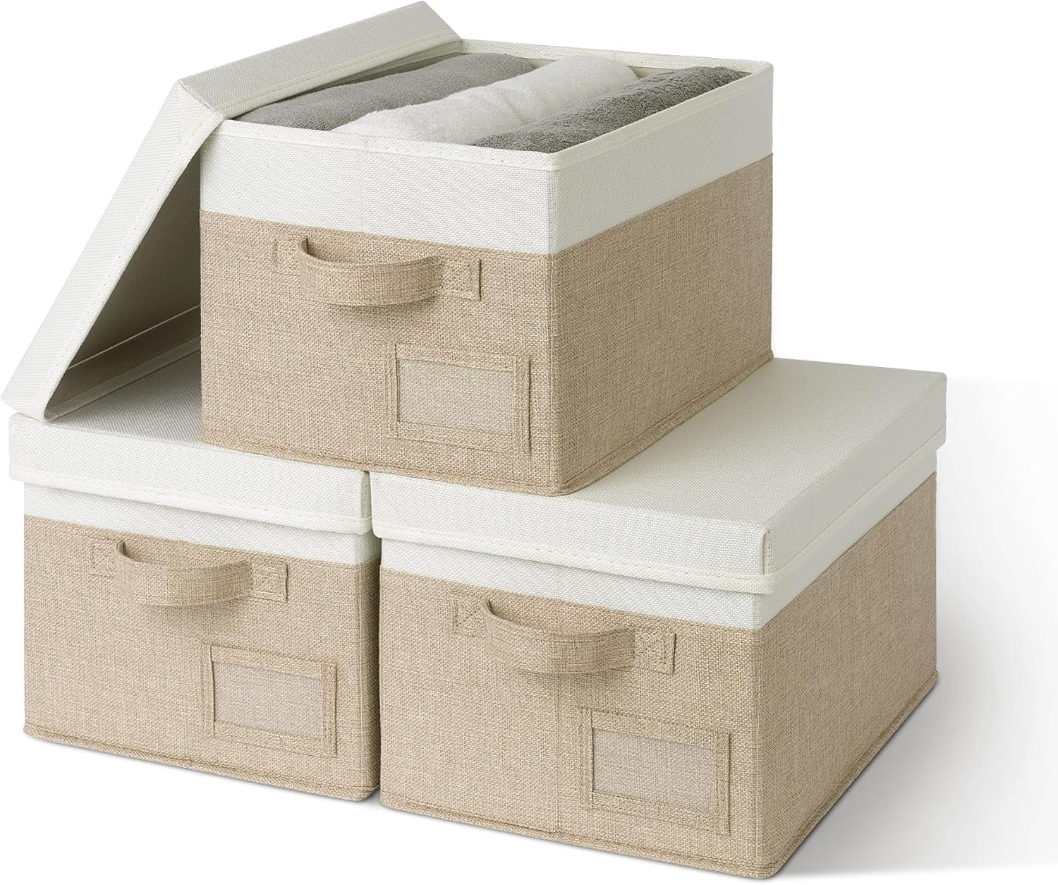 Storage Bins with Lids, Linen Closet Storage Boxes, Collapsibe Storage ...