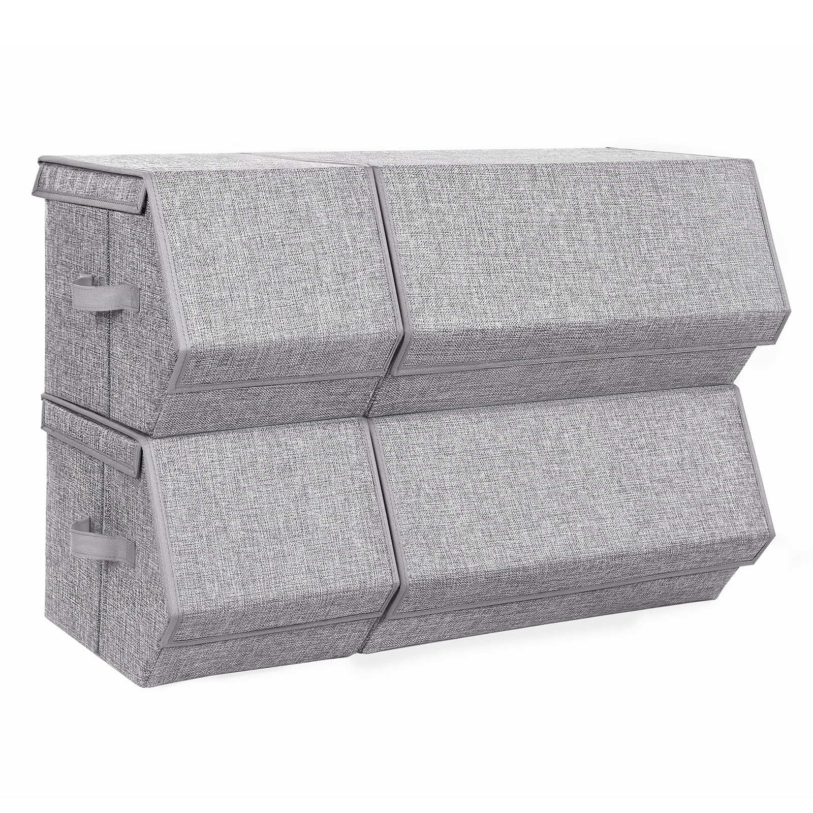 4-Piece Stackable Storage Bin Set - Fabric Storage Boxes with Magnetic ...