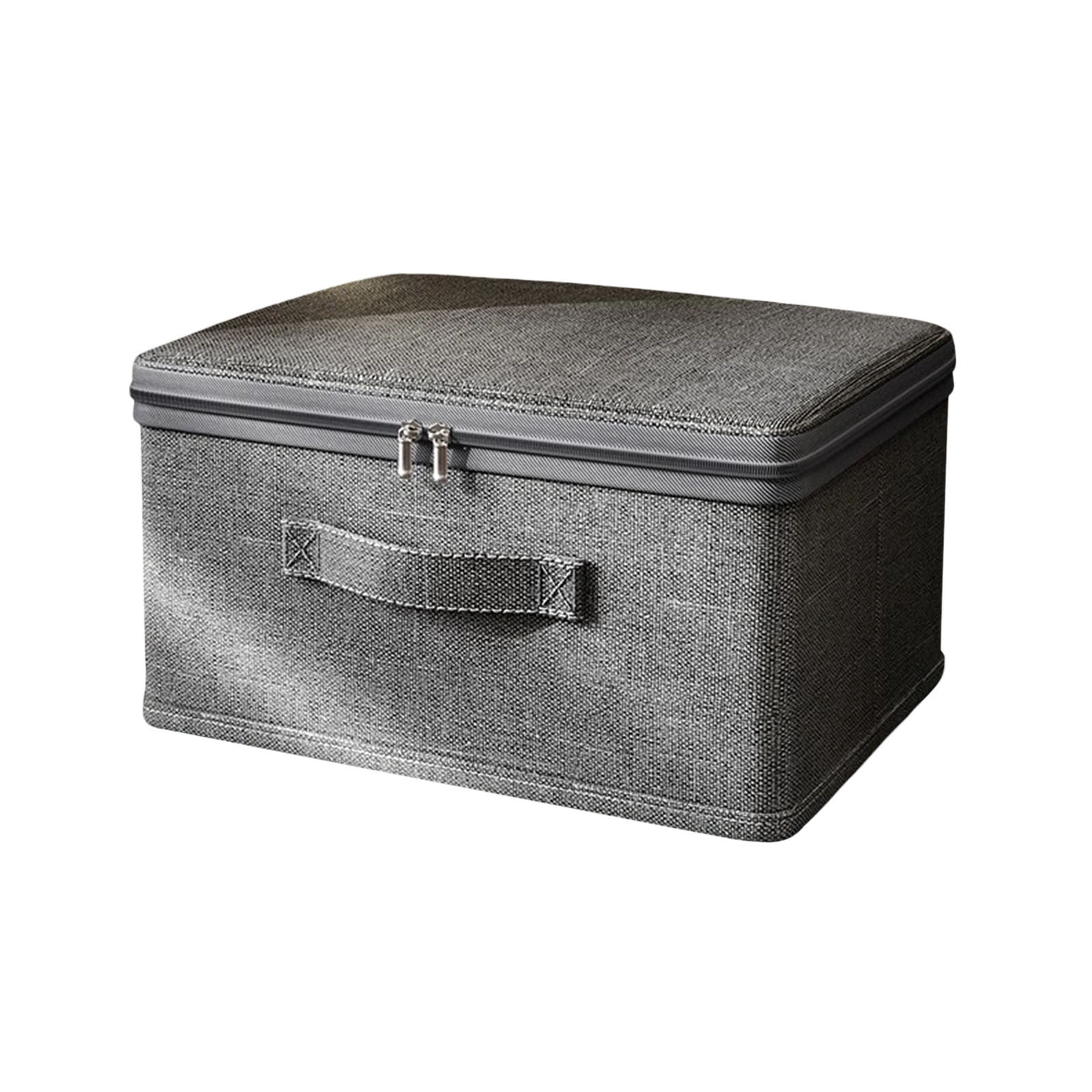 Storage Bins with Zipper Lid Cotton Linen Fabric Lidded Storage Baskets ...