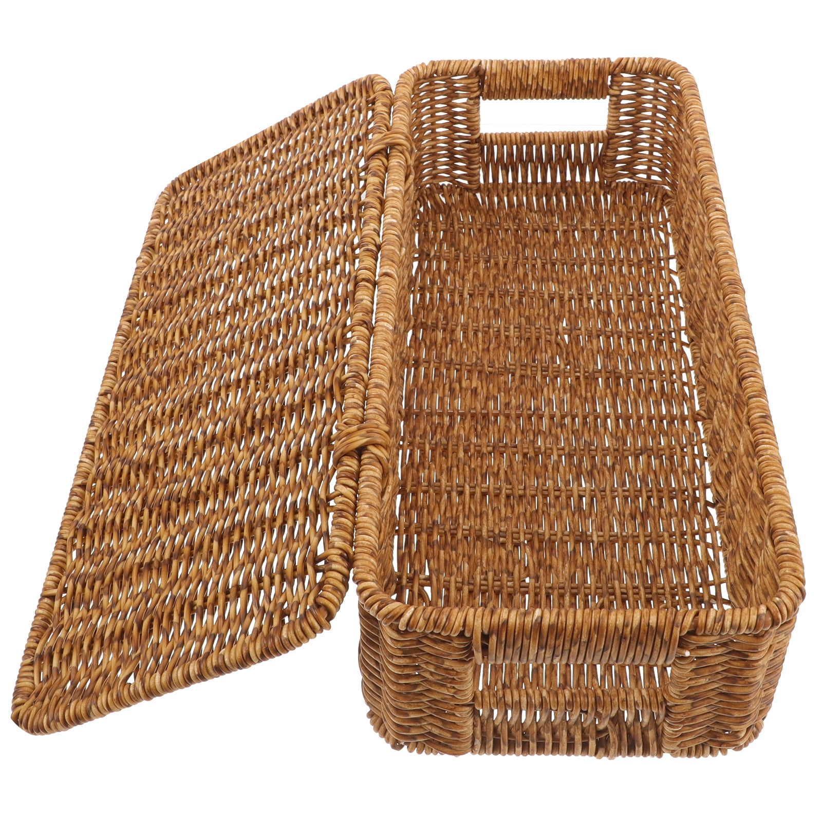 Storage Box Basket Dark Brown Bins with Lids Desk Top Organizers ...