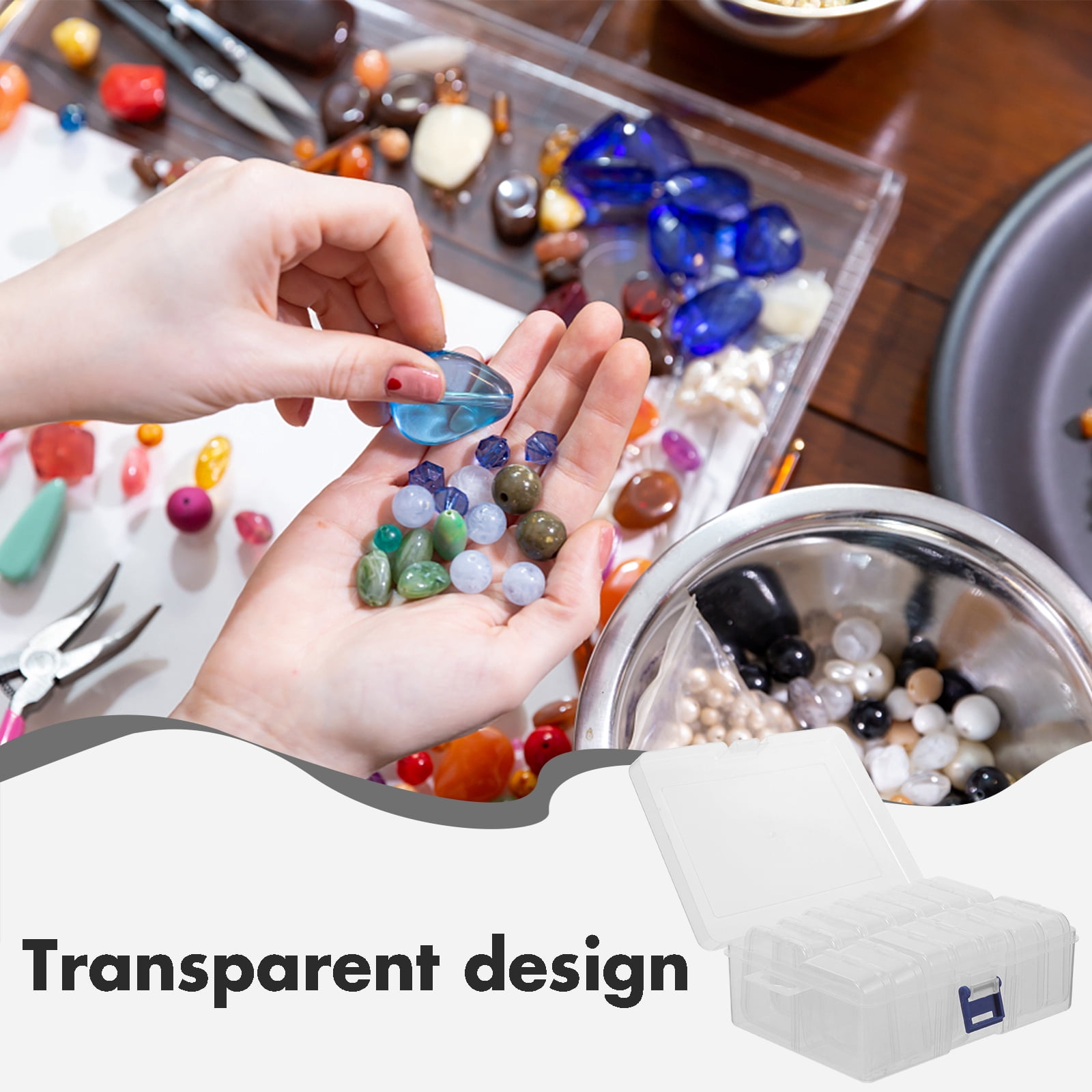 ifundom Clear Plastic Bead Storage Organizer Box for Jewelry, Craft ...