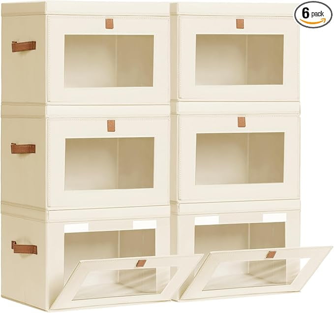 Storage Box Foldable Covered Stackable Storage Boxes with Windows ...