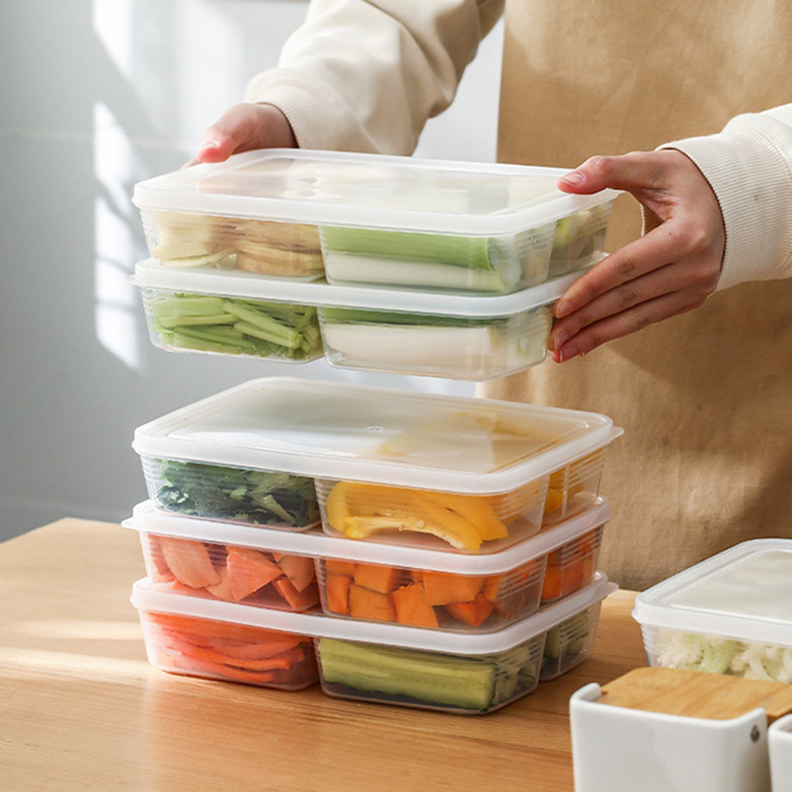 Storage Box Good Sealing Food Grade Transparent 4 Compartment ...