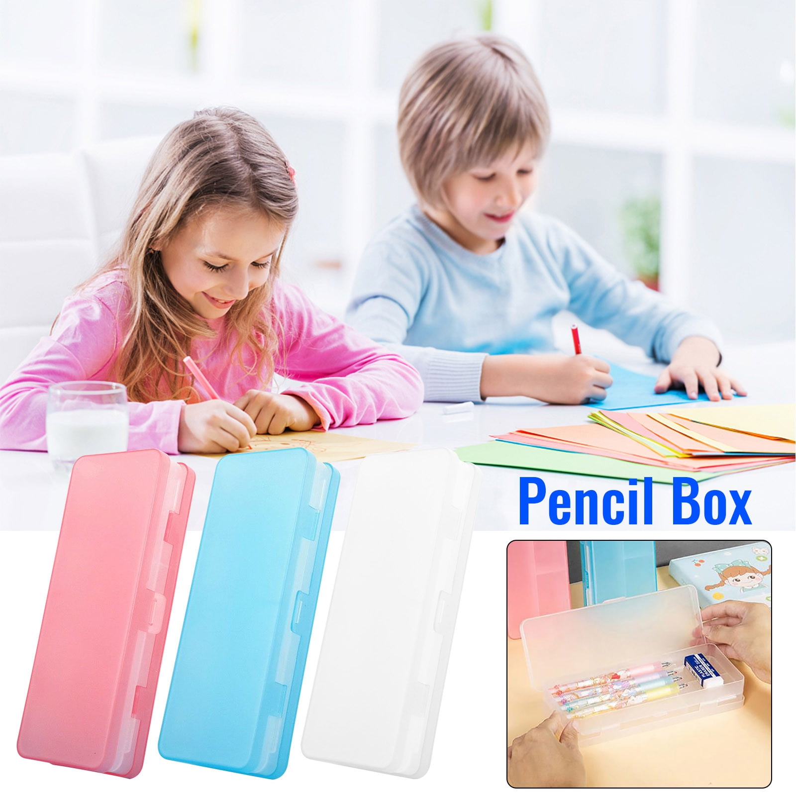 Storage Box Pencil Box Transparent Net Red Large Capacity Double-sided, Junior High educational ...