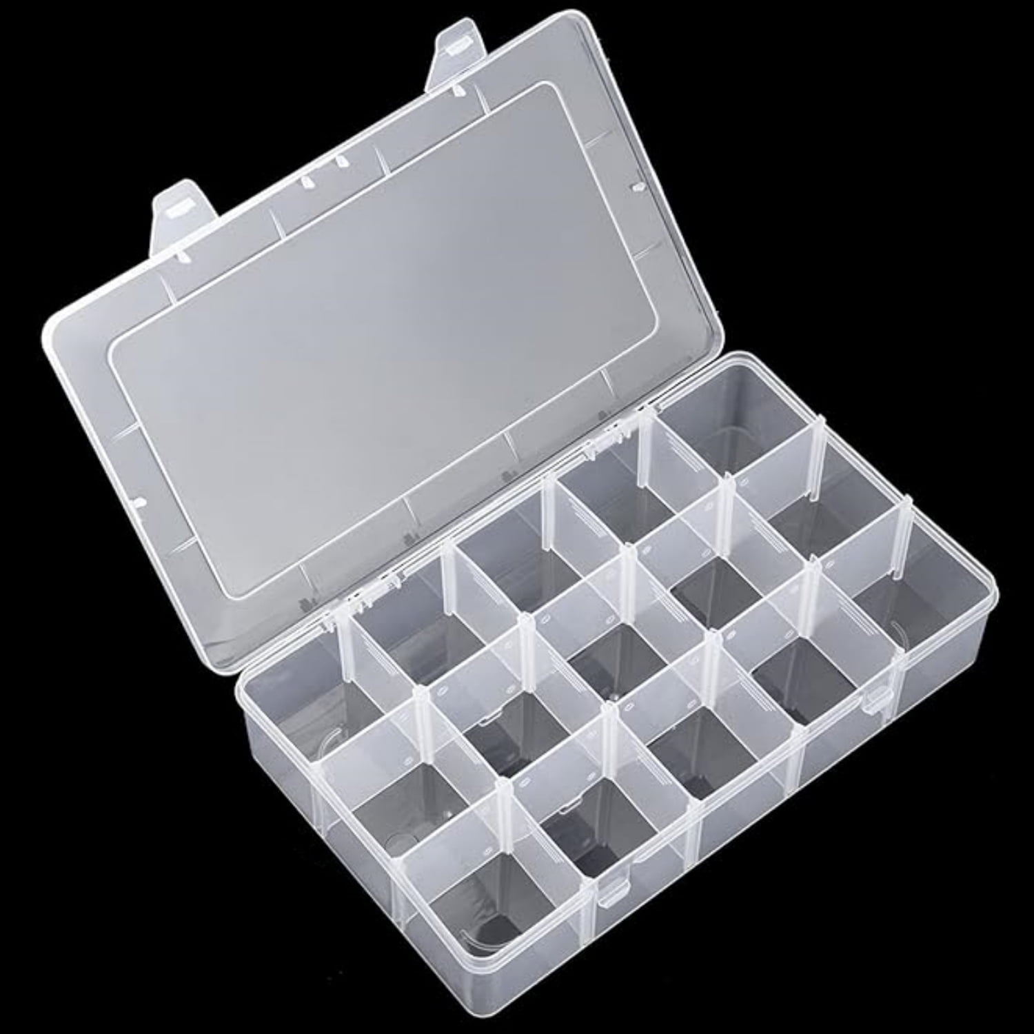 Storage Box,Plastic Organizer Box,15 Grids Craft Organizer Box With ...
