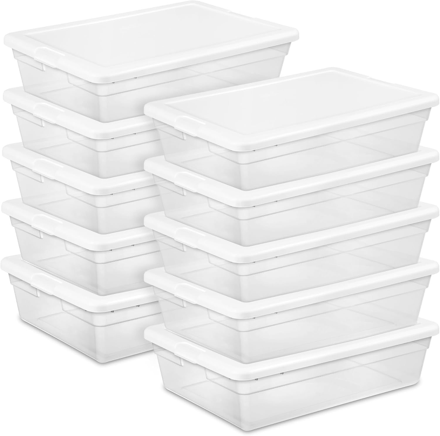 Storage Box, Stackable Clear Plastic Bins with Snap-On Lids, 28 Quart ...