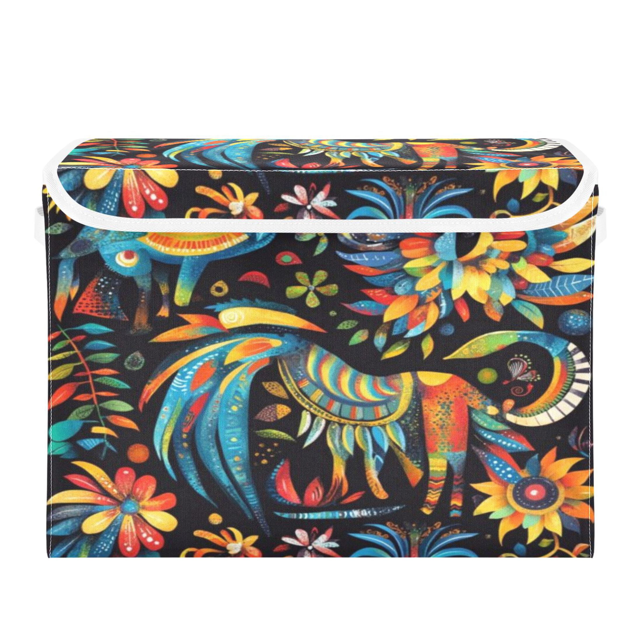 Storage Box With Lid 16.5x12.6x11.8In Foldable Stacked Household ...