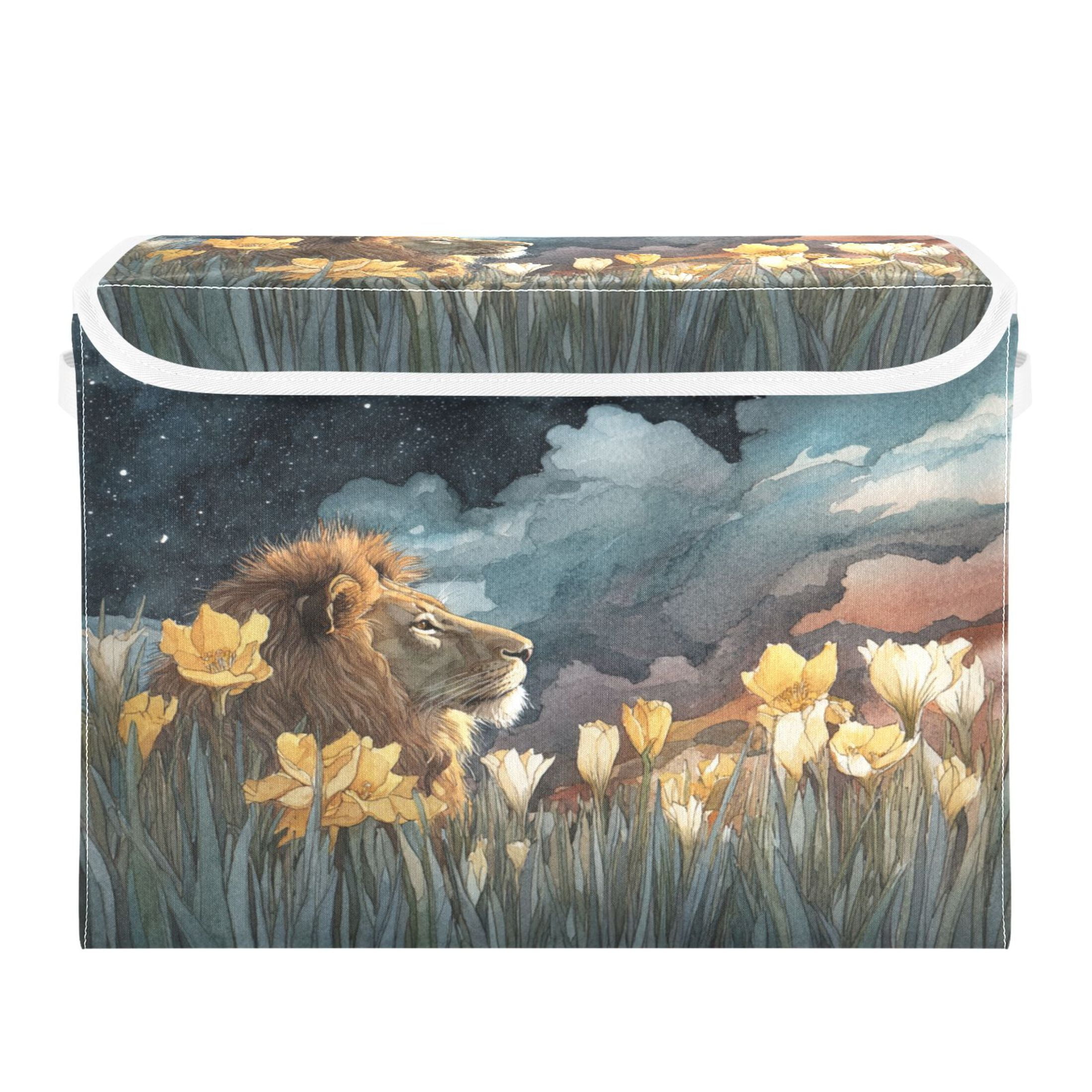 Storage Box With Lid 16.5x12.6x11.8In Foldable Stacked Household ...