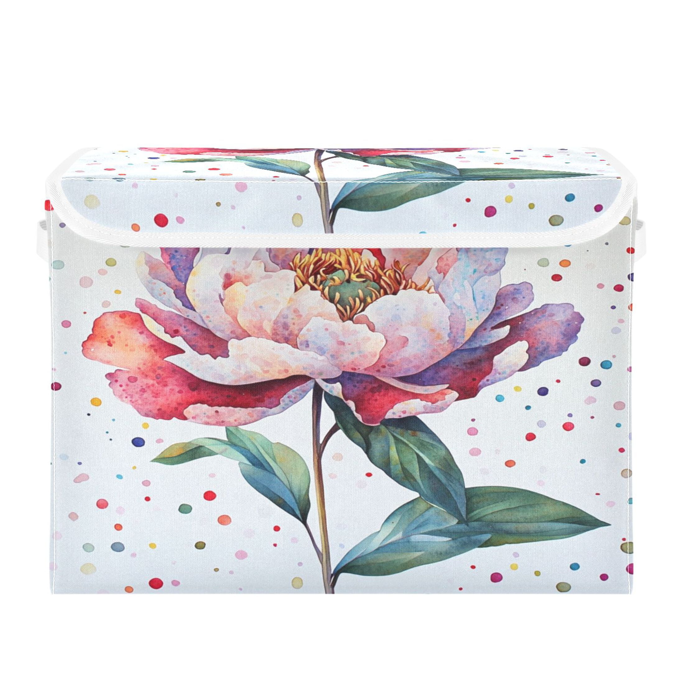 Storage Box With Lid 16.5x12.6x11.8In Foldable Stacked Household ...