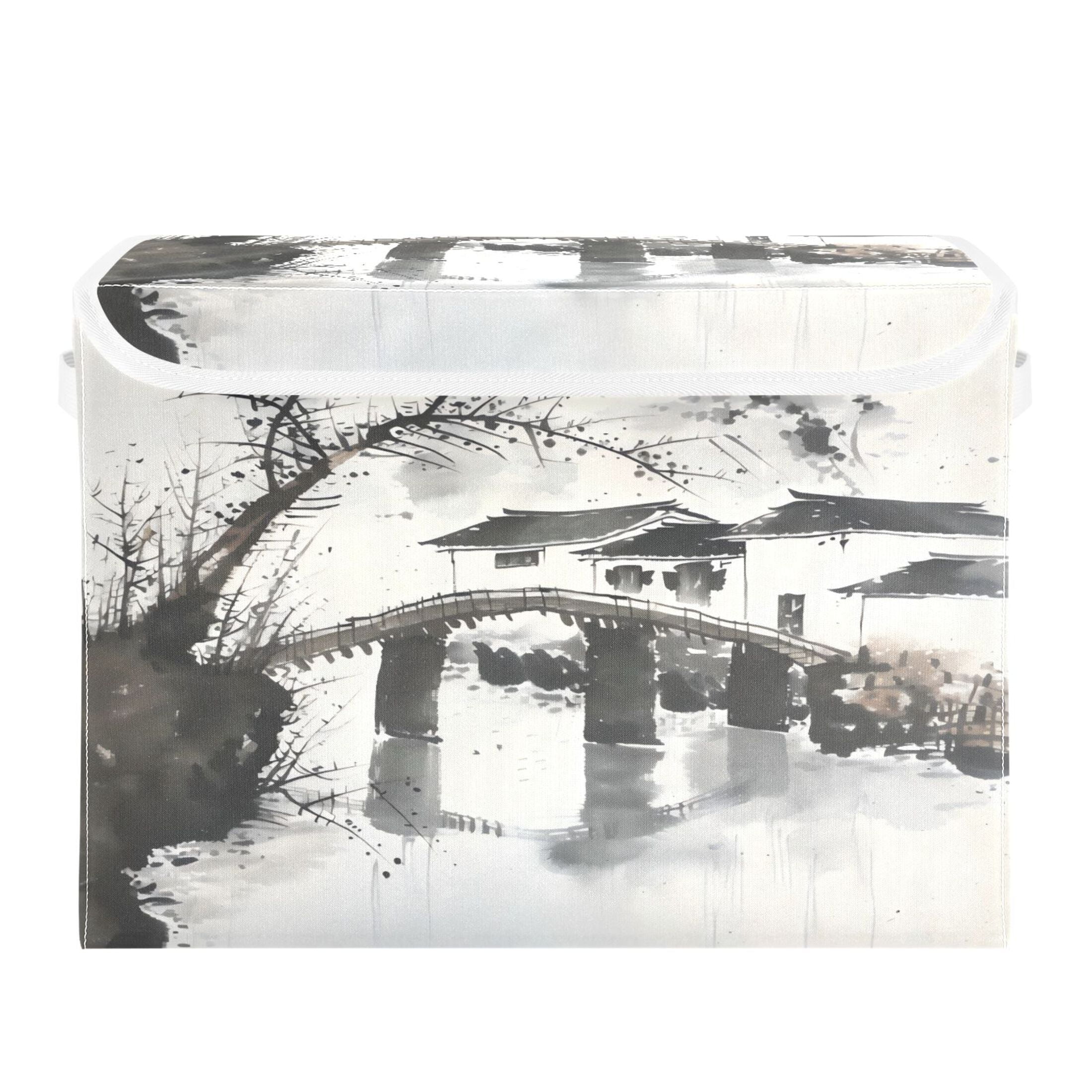 Storage Box With Lid 16.5x12.6x11.8In Foldable Stacked Household ...