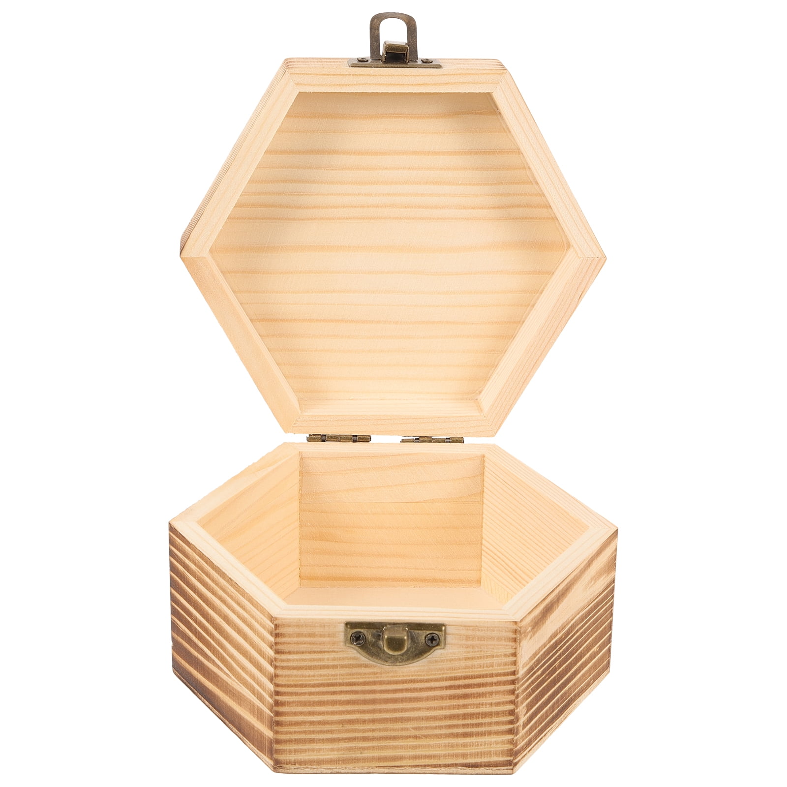 Leifggao Vintage Hexagon Box Wood Jewelry Box with Vintage Buckle ...