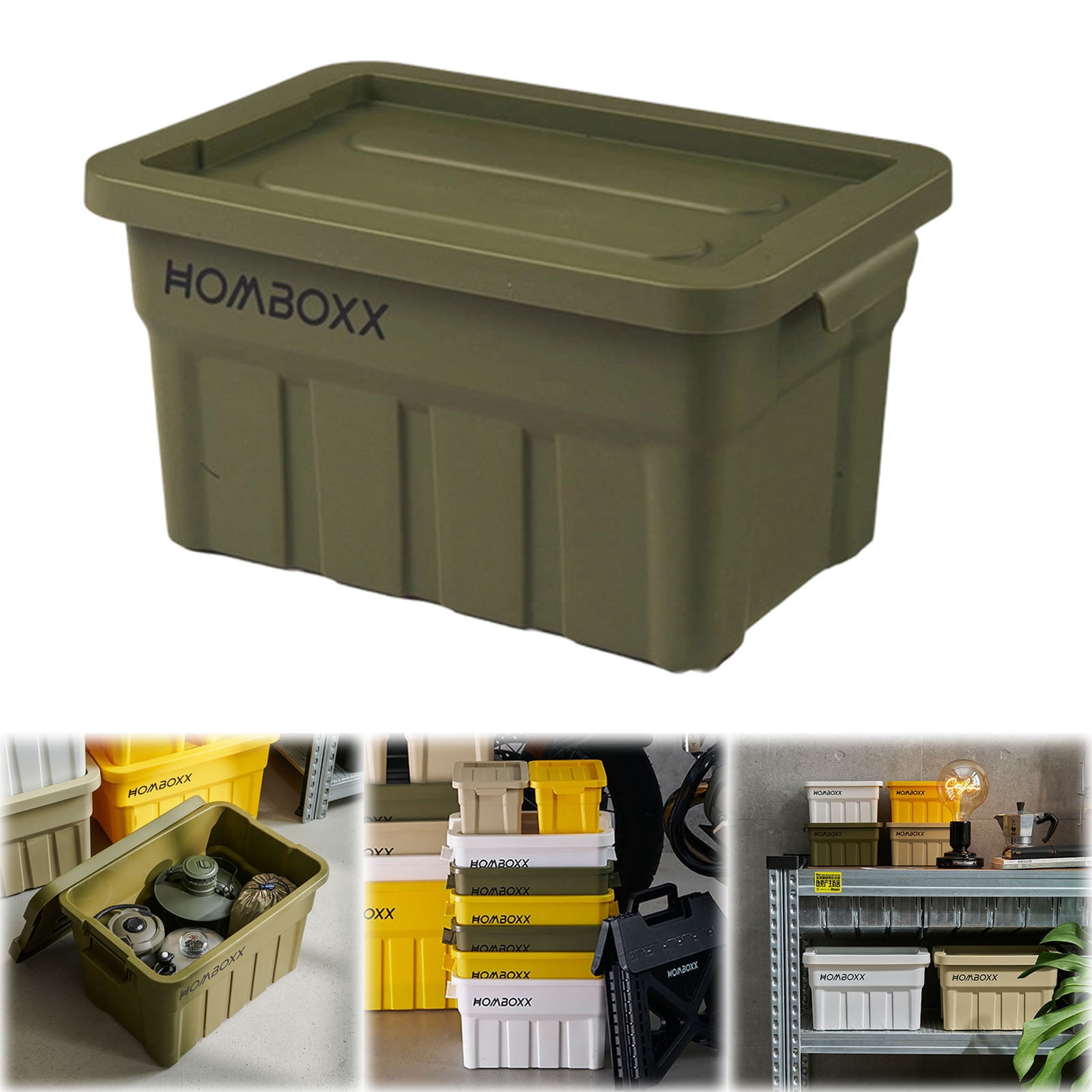 Storage Box, storage bins with lids, Plastic Tote with Secure Snap-On ...