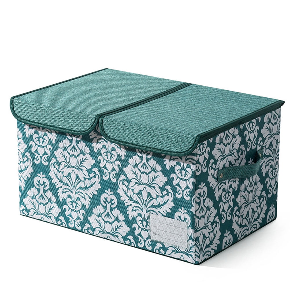 Storage Box with Double Lid, Large Capacity Foldable Fabric Storage Box ...