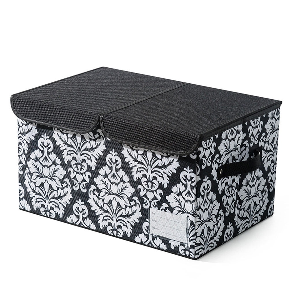 Storage Box with Double Lid, Large Capacity Foldable Fabric Storage Box ...