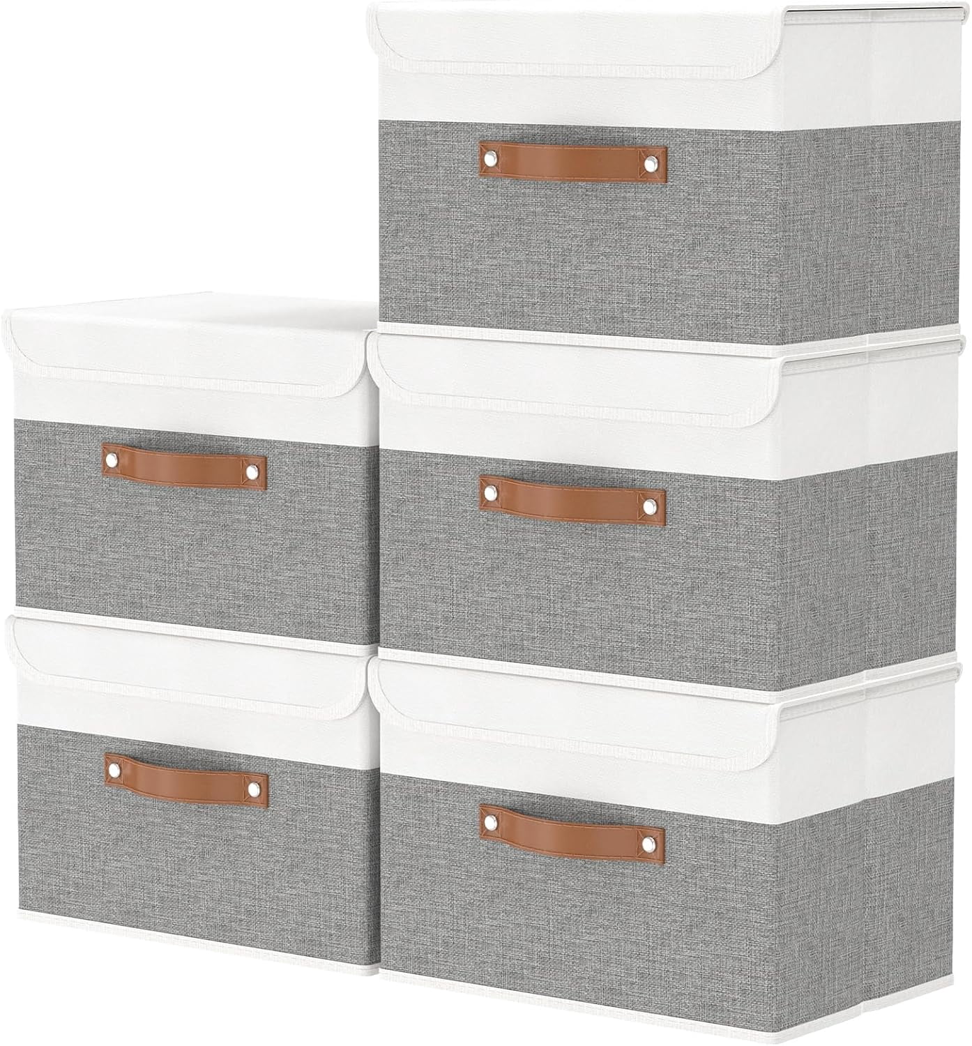 Storage Box with Lid Large Linen Fabric Wardrobe Containers Organiser ...