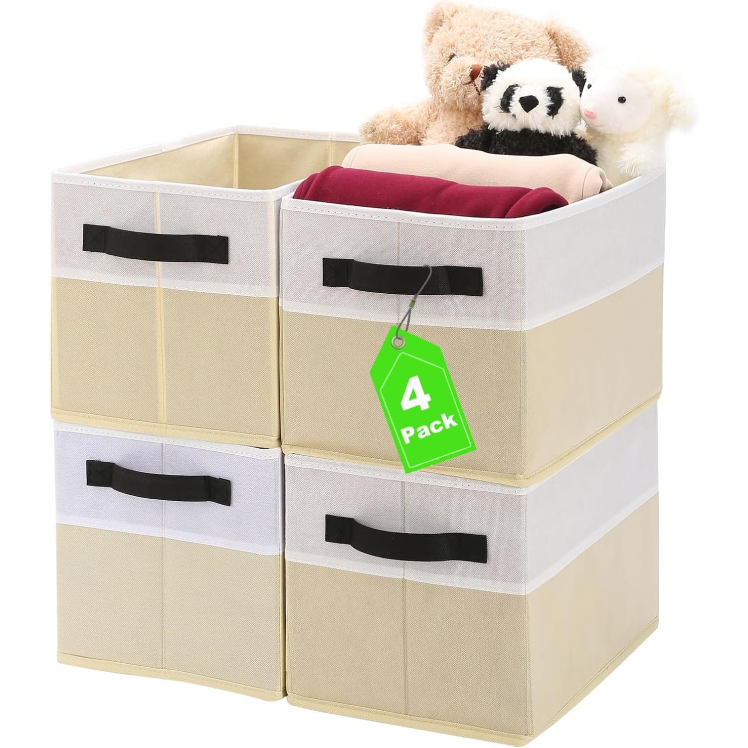 Storage Boxes [4 Pack], Foldable Storage Basket, Fabric Closet ...