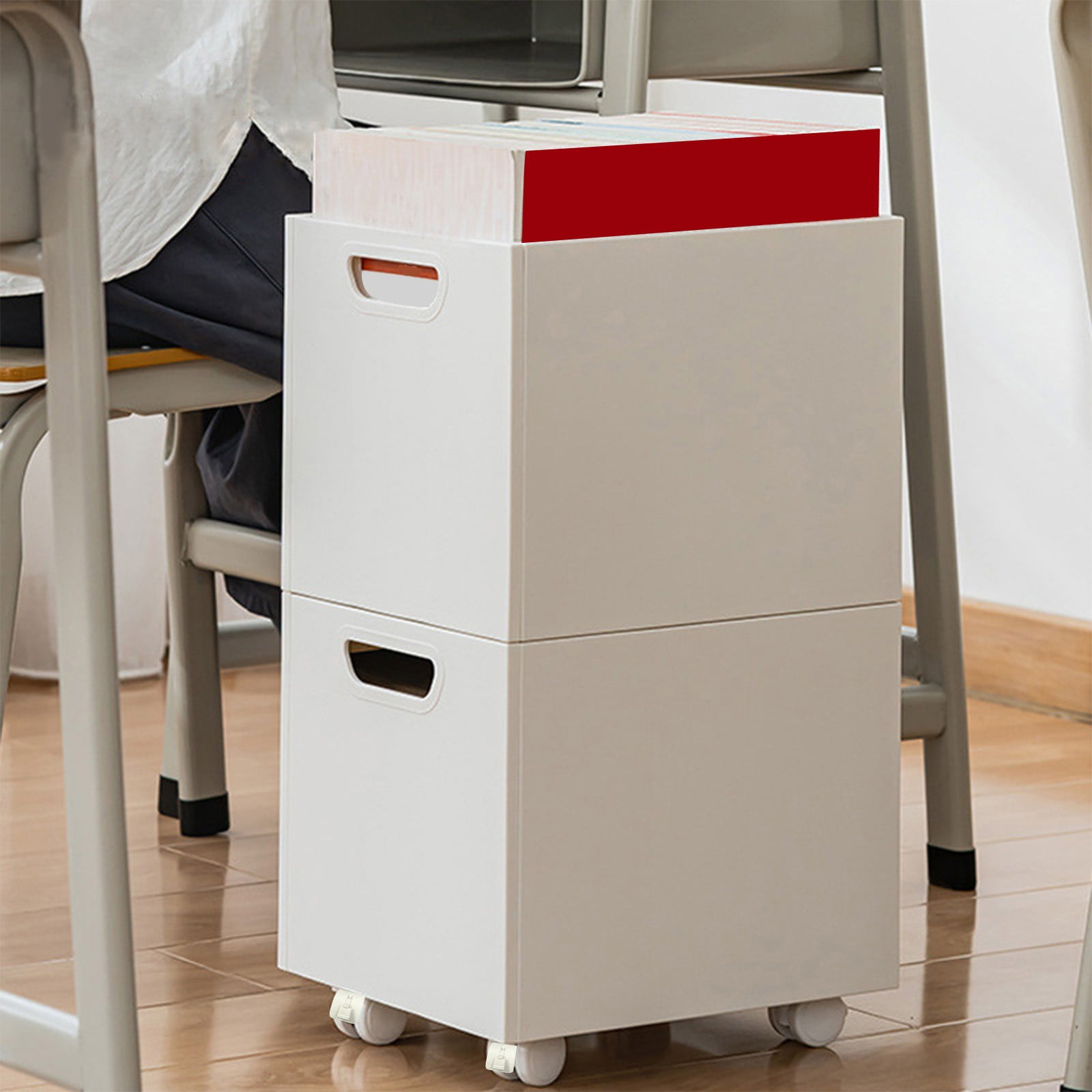 Storage Boxes,Book Storage Box with Pulley Under the Table Large ...