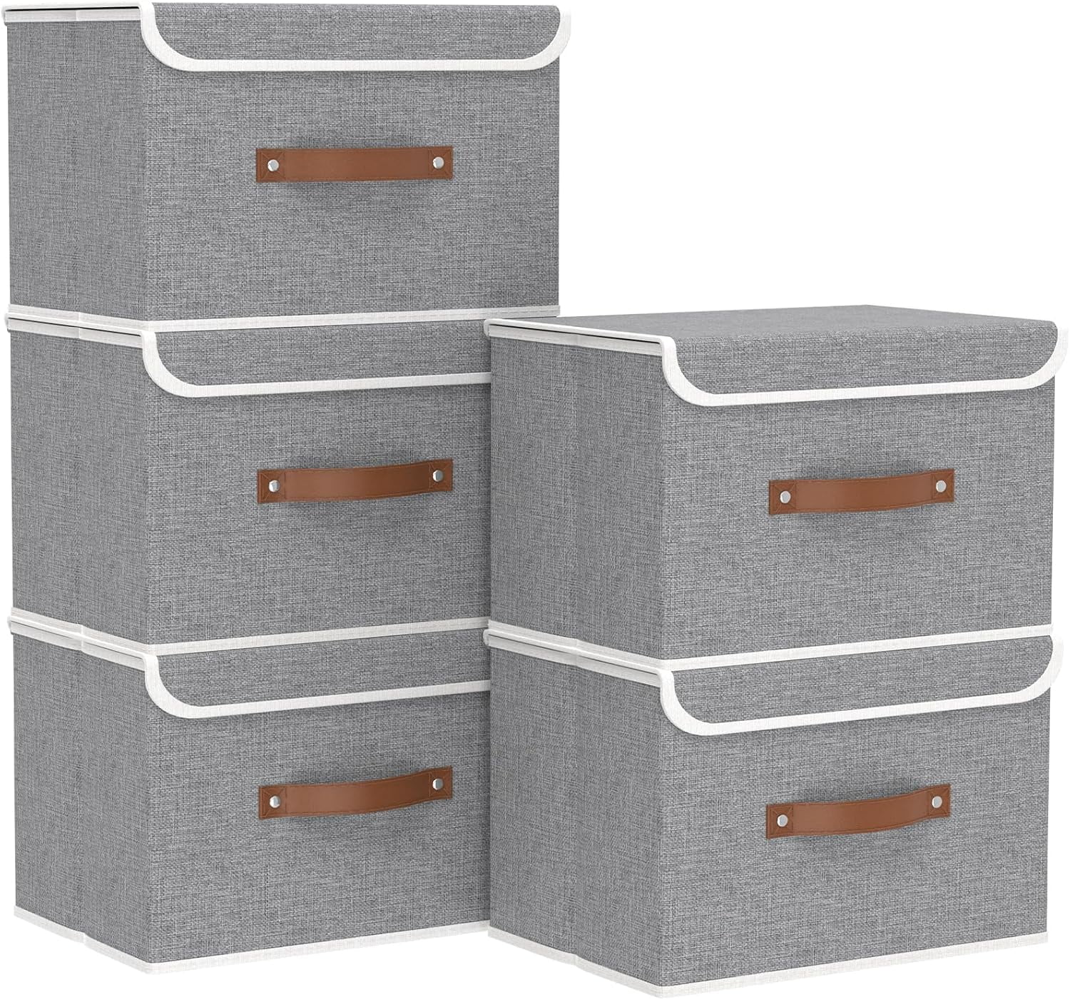 Storage Boxes Foldable Bin with Lids Clothes Organizer Basket with ...