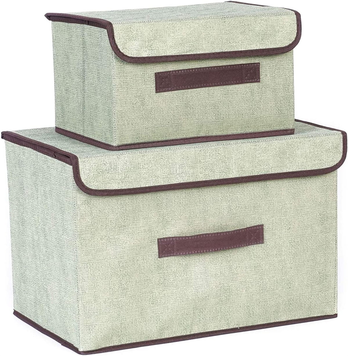 Storage Boxes with Lids 2 Pack Linen Collapsible Cube Storage Basket ...