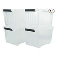 Storage Boxes with Lids and Wheels, 4-Pack 50 Quart Clear Plastic Bins ...