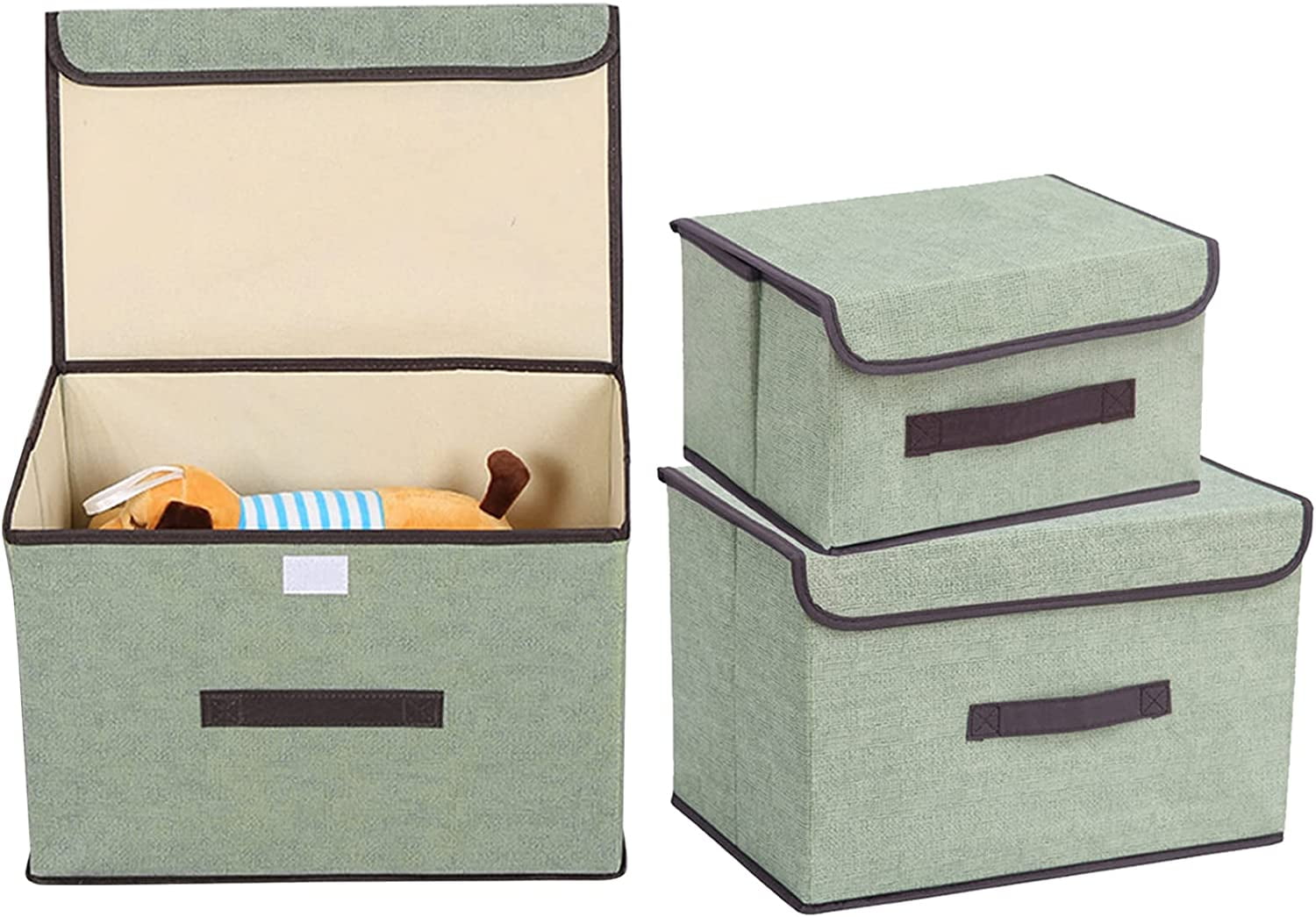 Storage Boxes with Lids 2 Pcs Fabric Storage Box with Lid,Looks Great ...