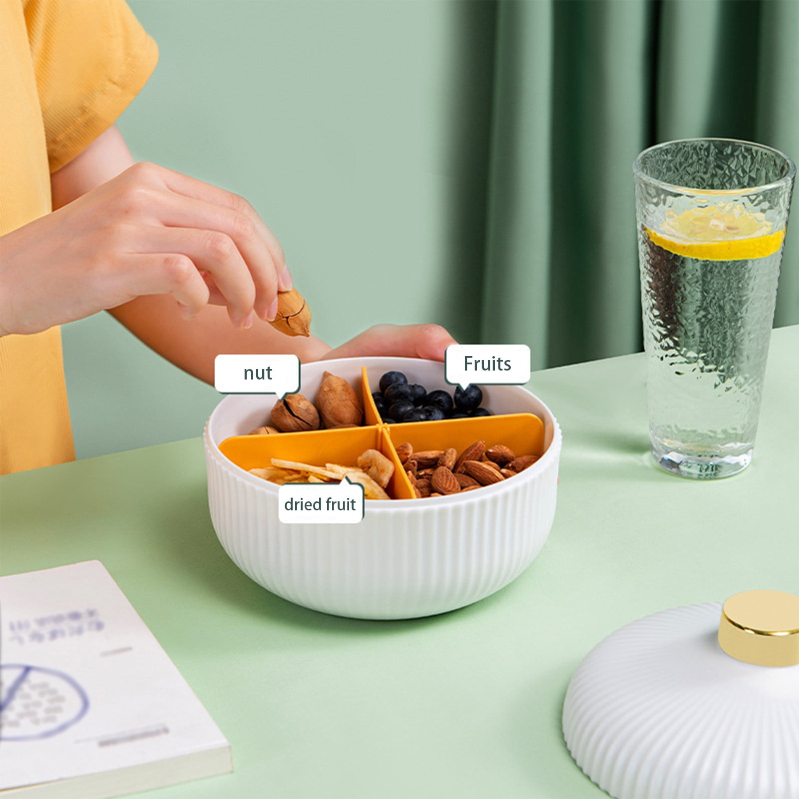 Storage Boxs Deals! ESULOMP Plastic Divided Snack Box with Cover Snack ...