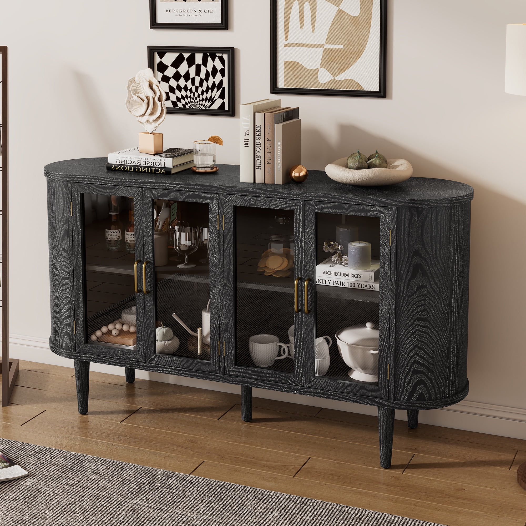 Storage Buffet Cabinet, 52'' X 15.7'' X 32'' Sideboard Buffet Storage ...